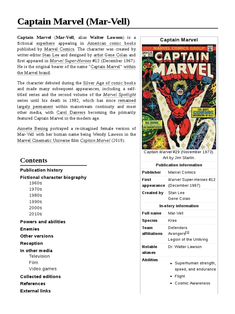 Captain Marvel (Mar-Vell) | PDF | Marvel Entertainment | Marvel Comics