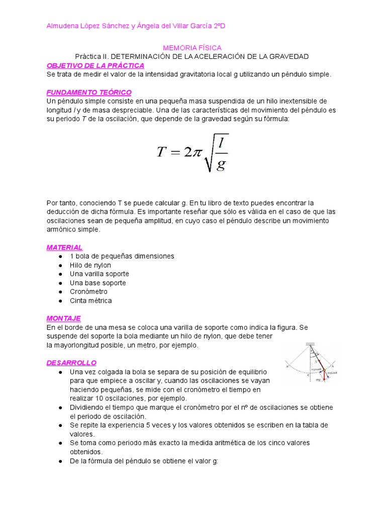 Memoria Física | PDF | Péndulo | Oscilación