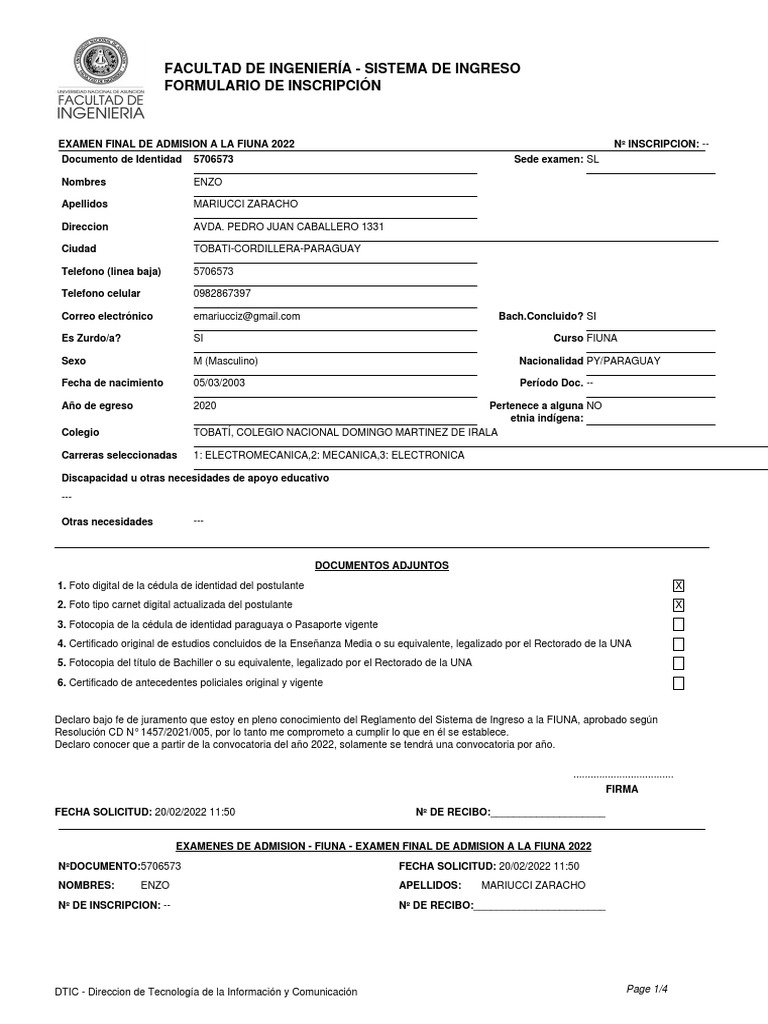 Solicitud Enzo | PDF | Gobierno y personalidad