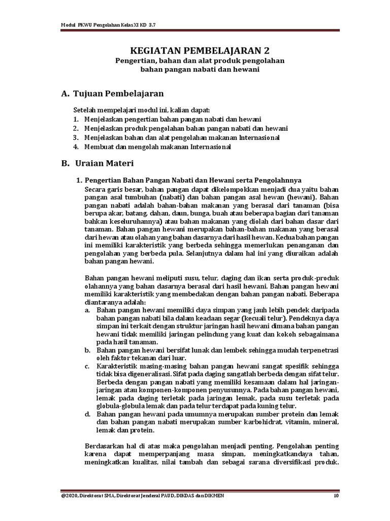 XI PKWU-Pengolahan KD-3.7 Final | PDF