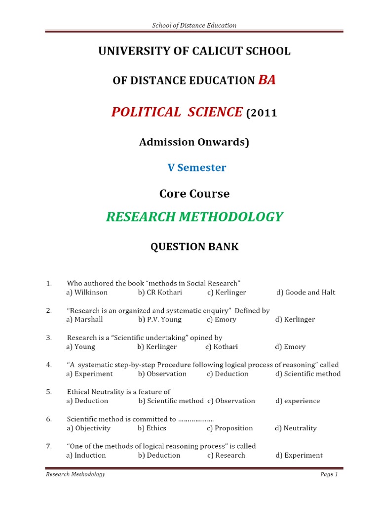 QB Ps Research Methodology | PDF QB Ps Research Methodology | PDF