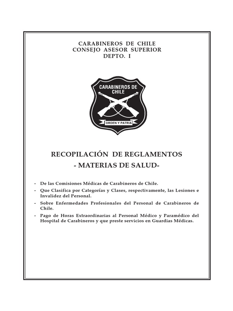 Reglamentos de Salud en Carabineros | PDF | Hombro | Rodilla