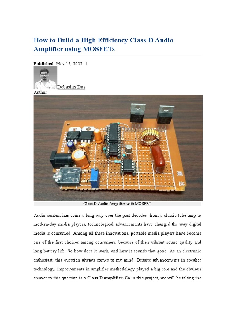 Class-D Audio Amplifier | PDF | Amplifier | Electrical Network