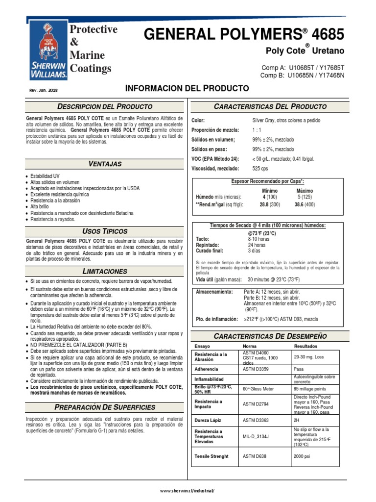 U10685 Y17685 GP4685 PolyCote | PDF | Química | Ciencias fisicas