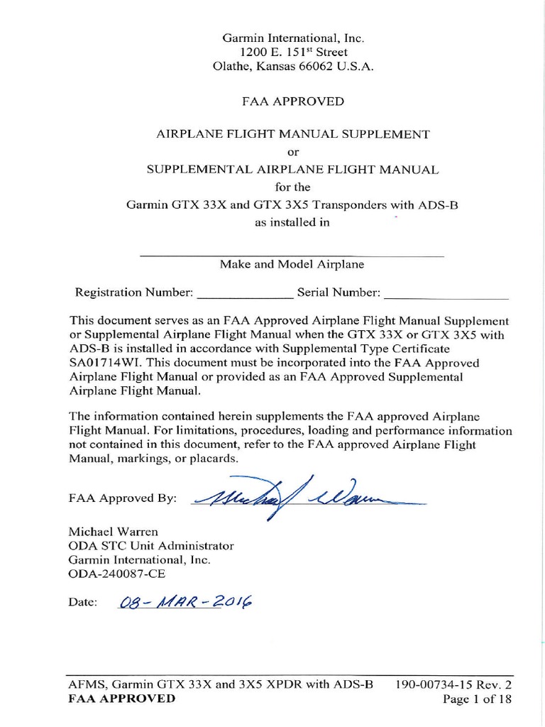 Garmin GTX 330ES Flight Manual Supplement | Download Free PDF ...