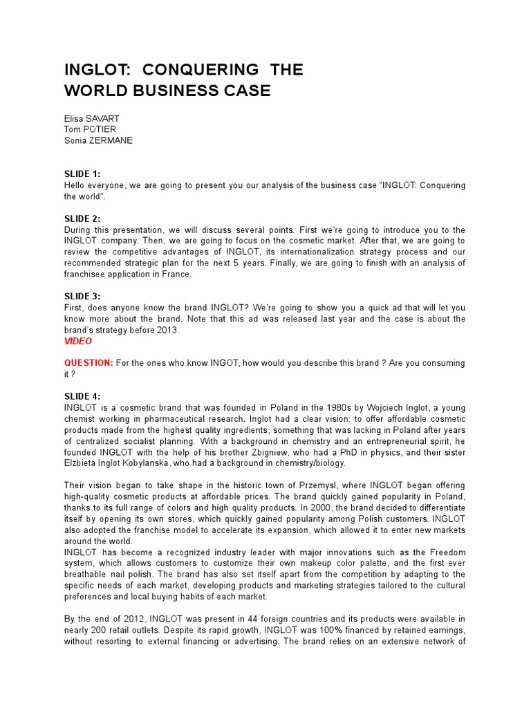 Inglot Case Study | PDF | Franchising | Brand