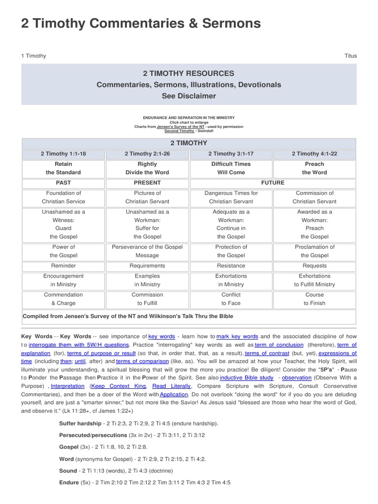 2 Timothy Commentaries & Sermons | PDF