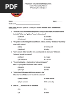 Diagnostic Test (Grade 9) | PDF | Adjective | Adverb