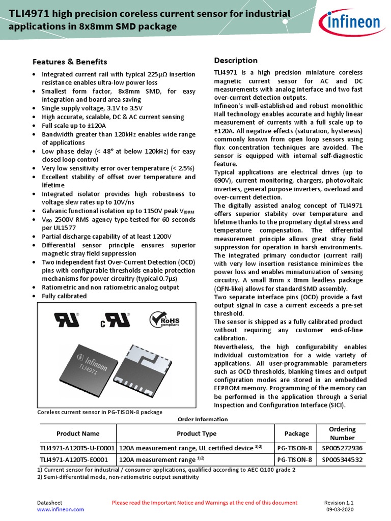 Infineon TLI4971 A120T5 E0001 DataSheet v01 - 01 EN | PDF | Sensor ...