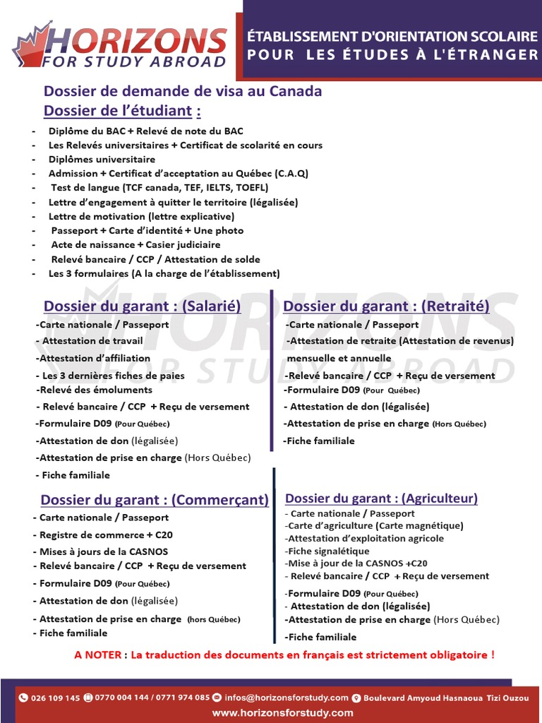 Dossier de Demande de Visa Canada PDF | PDF | Passeport | Gouvernement ...