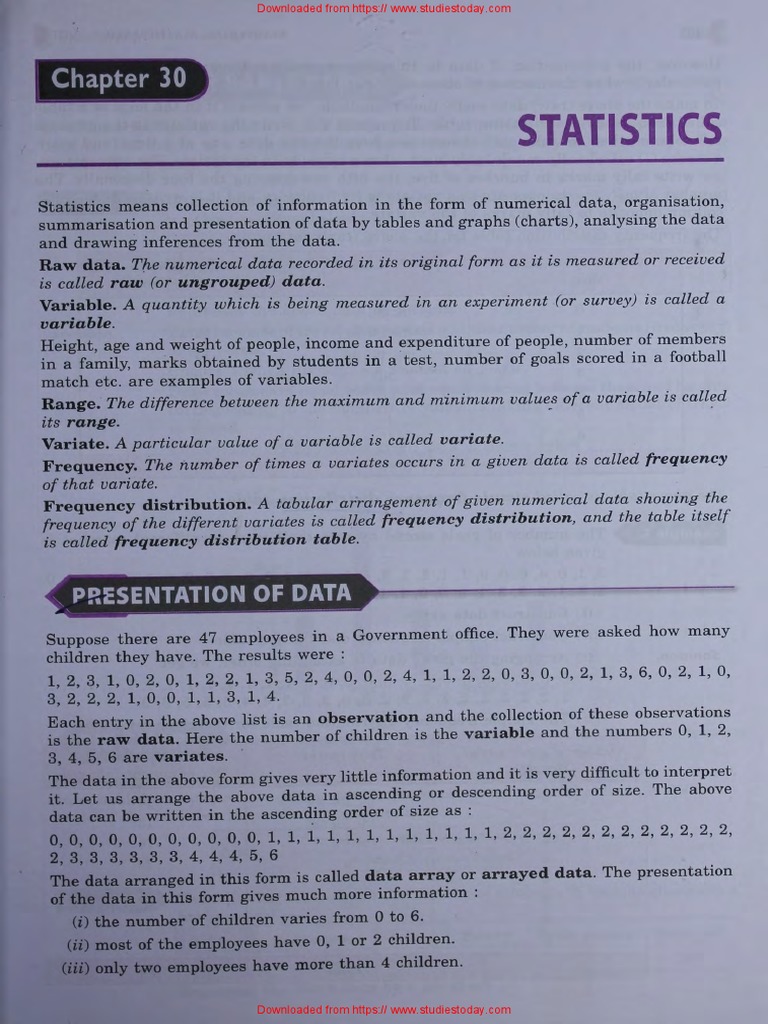 ICSE Class 8 Maths Chapter 30 Statistics | PDF