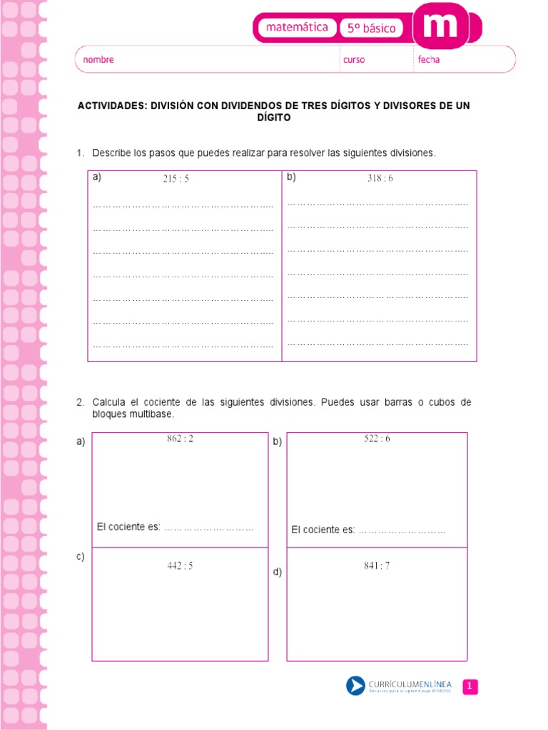 Guia de Divisiones | PDF | División (Matemáticas) | Matemáticas