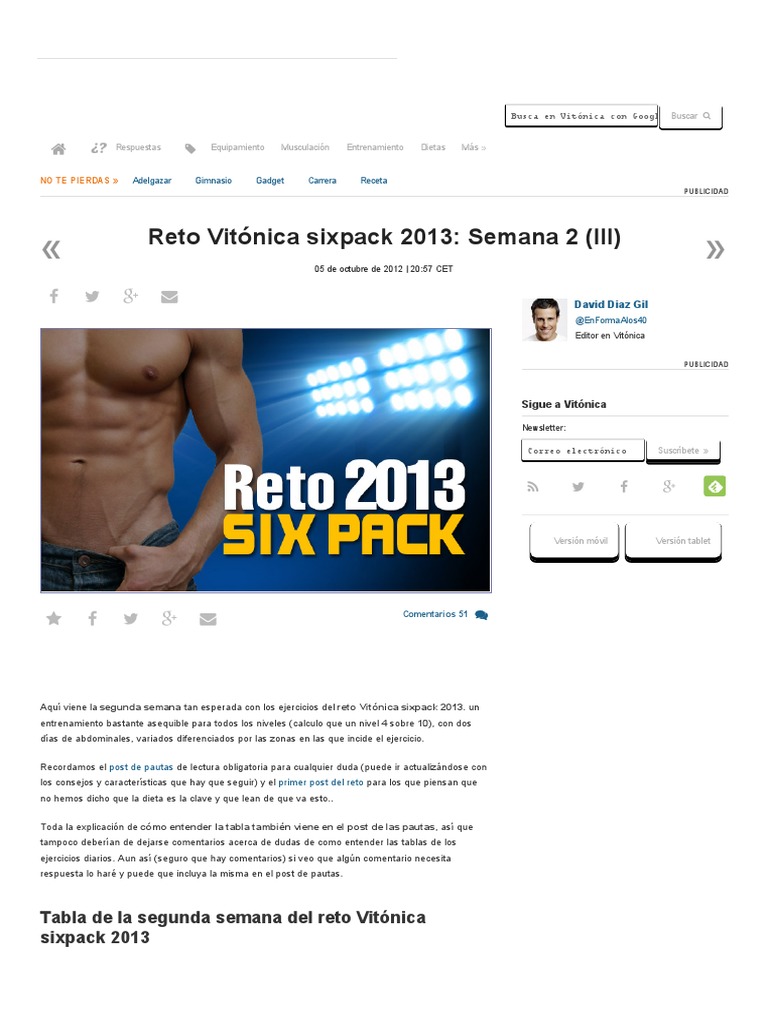 Reto Vitónica Sixpack 2013 - Semana 2 (III) | PDF