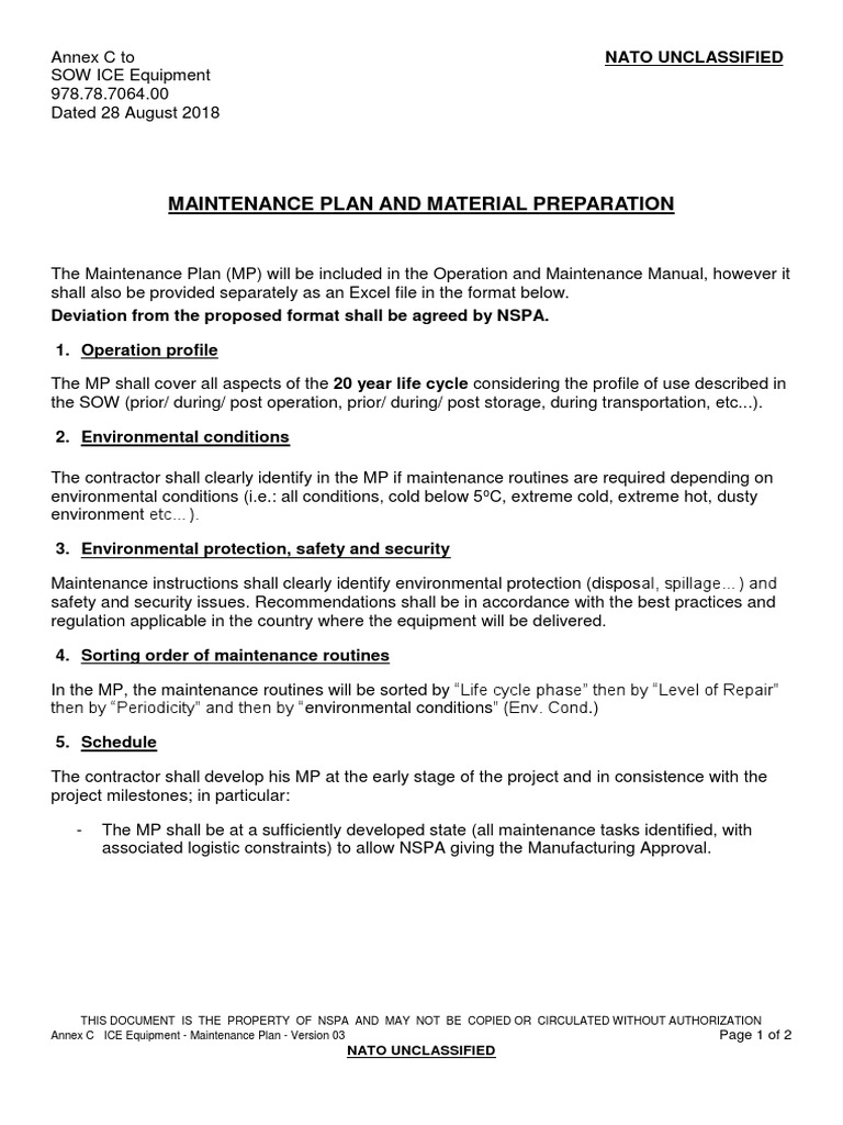 04 - 03 - Annex C - Maintenance Plan - Ver03 | PDF