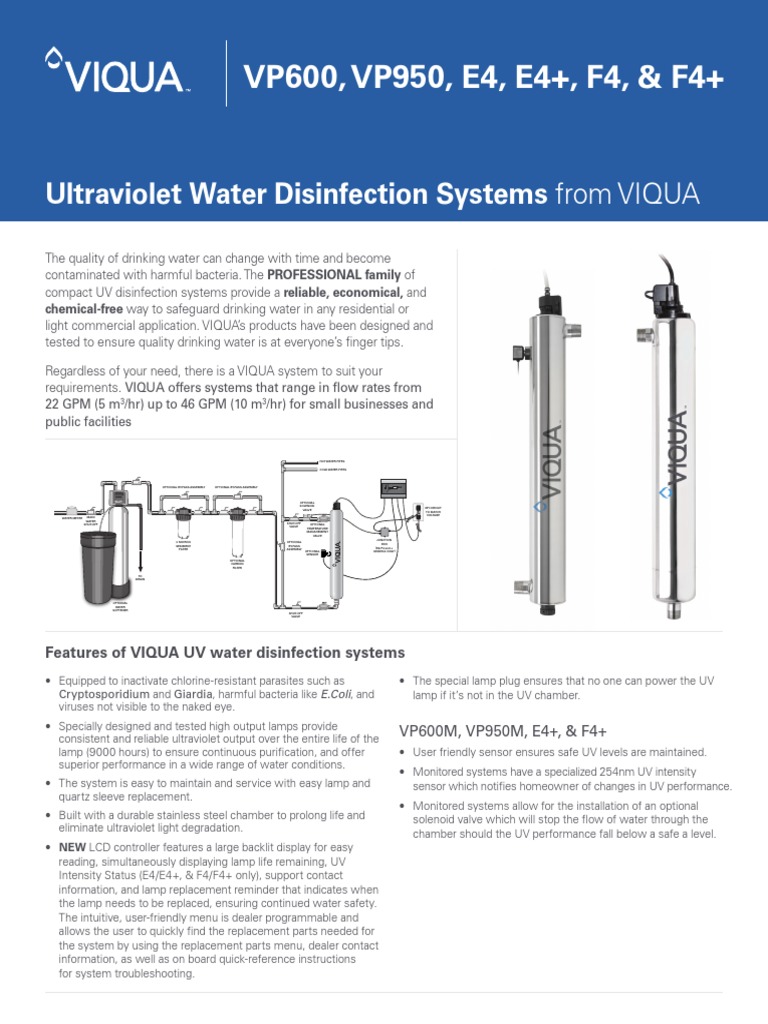 FT Esterilizador Uv - Serie - VP600 VP950 E4 F4 - Viqua | PDF ...