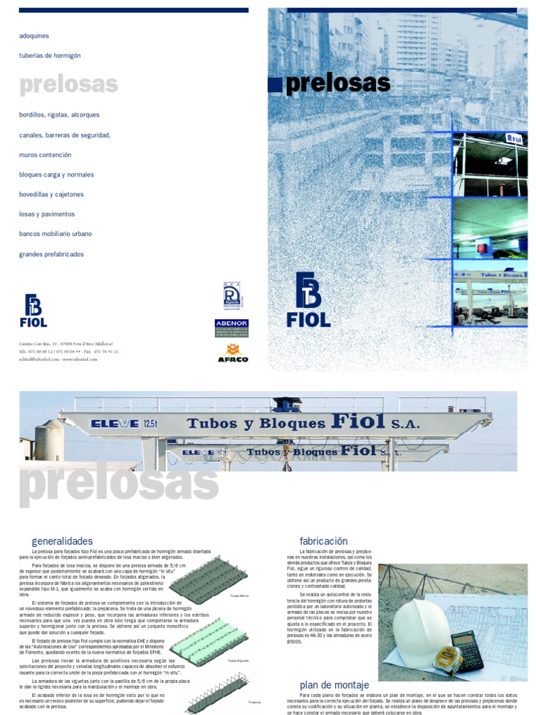 FIOL Prelosas | PDF | Hormigón | Materiales de construcción