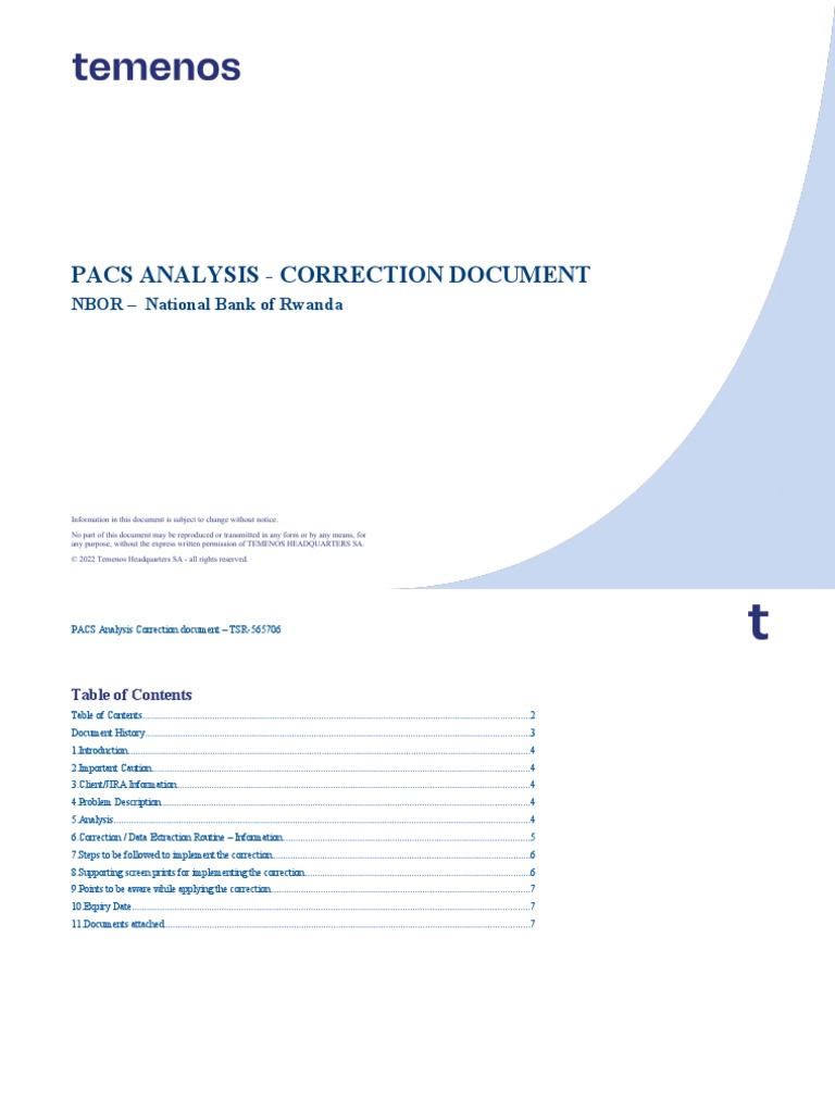 Pacs Analysis Corrections Tsr-565706 - v1 | PDF | File Transfer ...