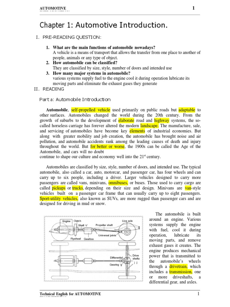 ROMEROTechnical English For Automotive Engineering Chapter 1 Automotive ...