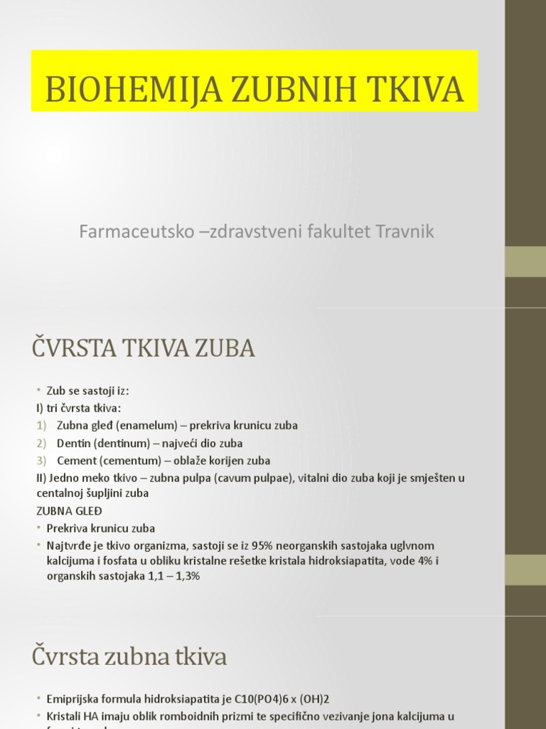 15 - Biohemija Zubnih Tkiva | PDF