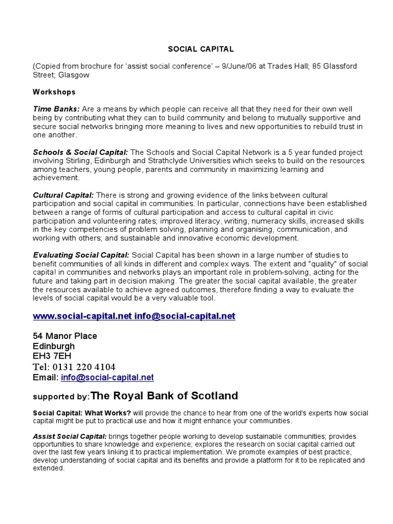 Social Capital | PDF | Social Capital | Community