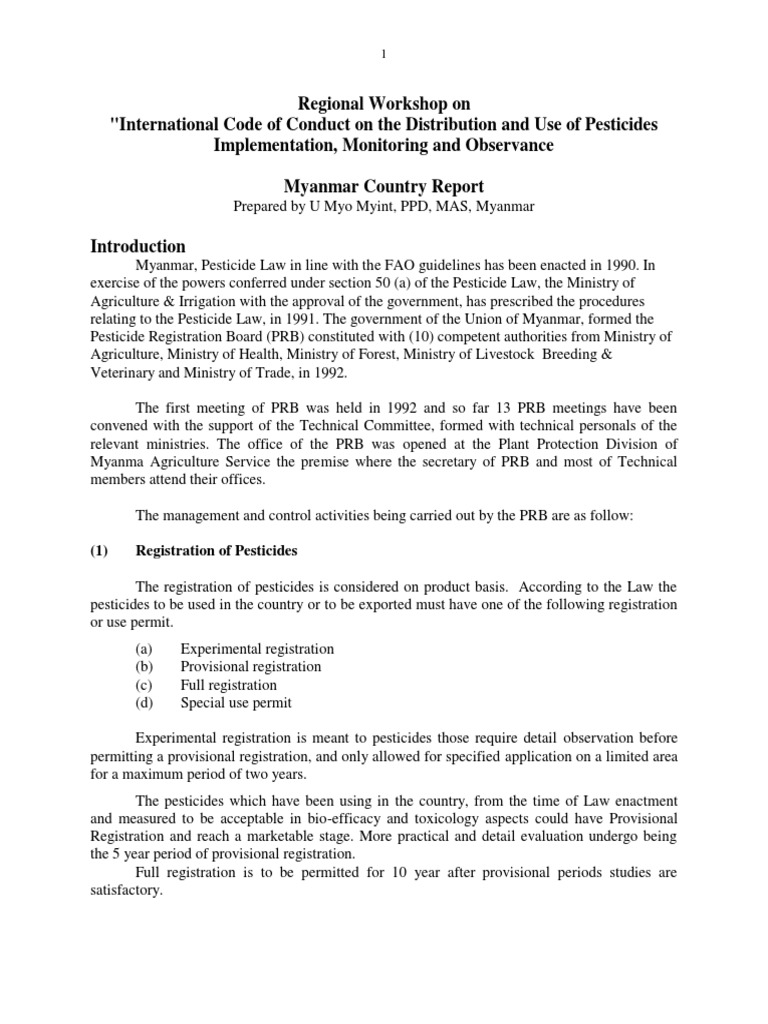 International Code of Conduct On The Distribution and Use of Pesticides ...