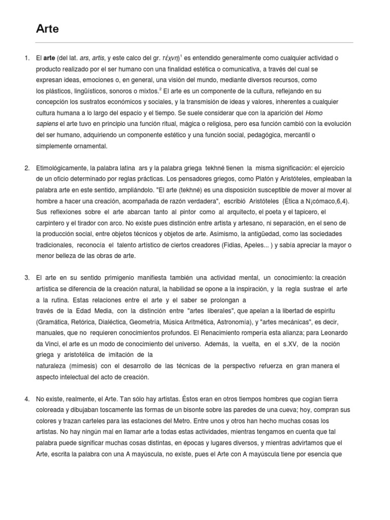 3 Definiciones de Arte y Tres Definiciones de Artes Plasticas | PDF ...