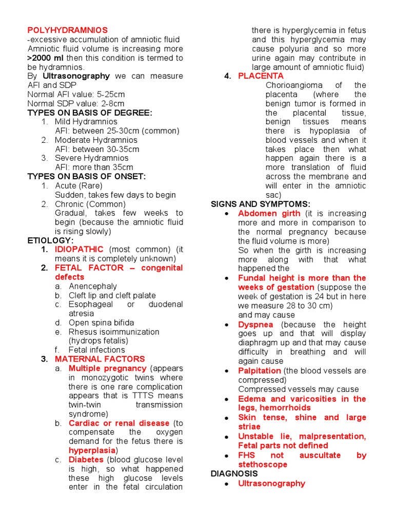 POLYHYDRAMNIOS | PDF | Fetus | Preterm Birth