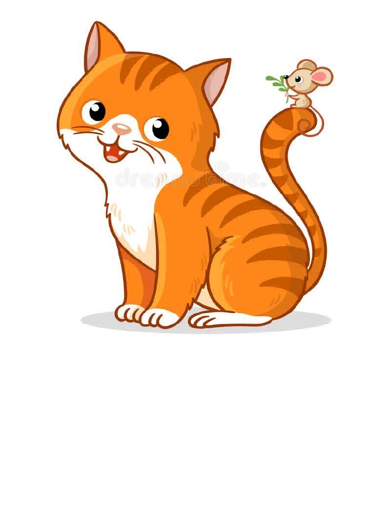 gullig-katt-med-en-liten-mus-på-dess-svans-vektorillustration-i-tecknad ...