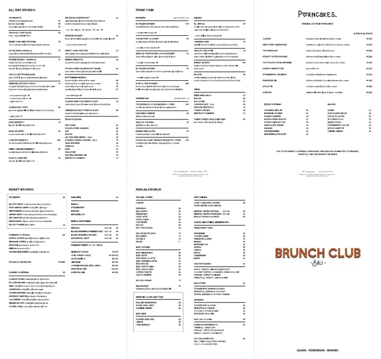 Brunch Club Bali Menu | PDF