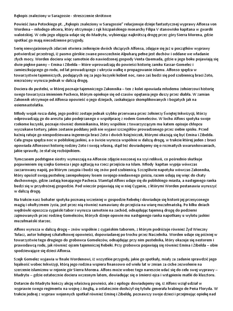 Rękopis Znaleziony W Saragossie | PDF