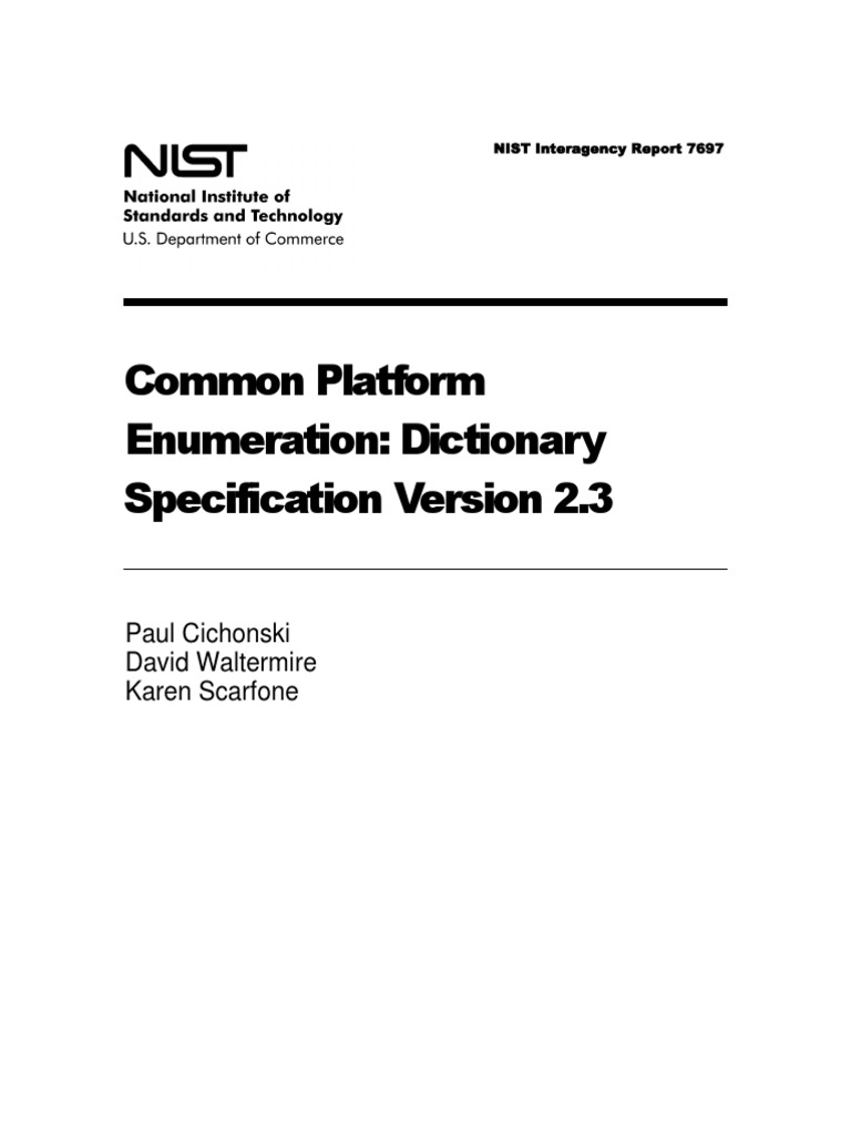 Common Platform Enumeration: Dictionary Specification Version 2.3 ...