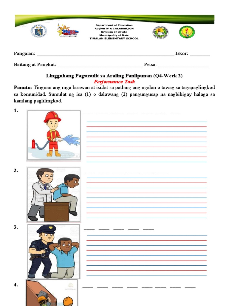AP Q4 Weekly Test Week 2 (P.task) | PDF