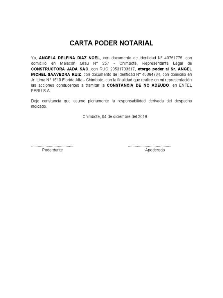 Carta Poder Notarial | PDF