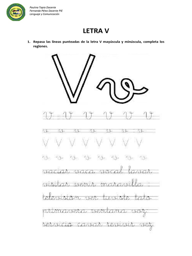 Guía Letra V | PDF