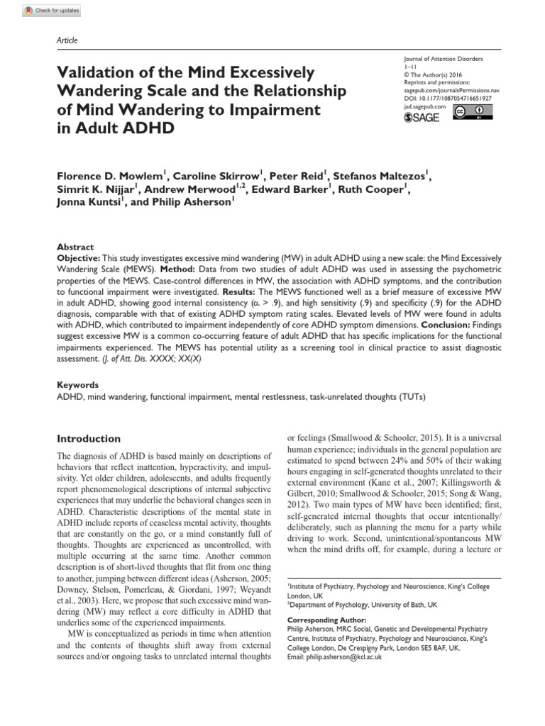 Validation of The Mind Excessively Wandering Scale | PDF | Attention ...