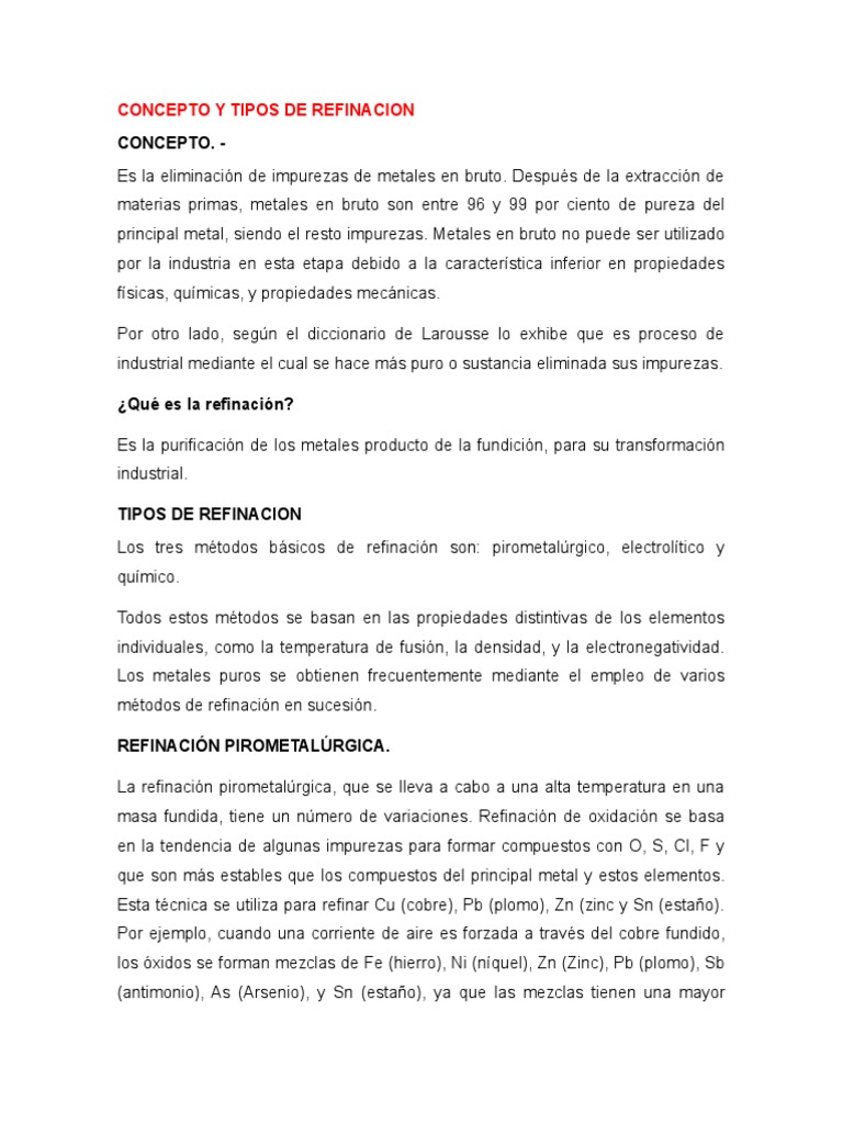 Conceptos y Tipos de Refinacion | PDF