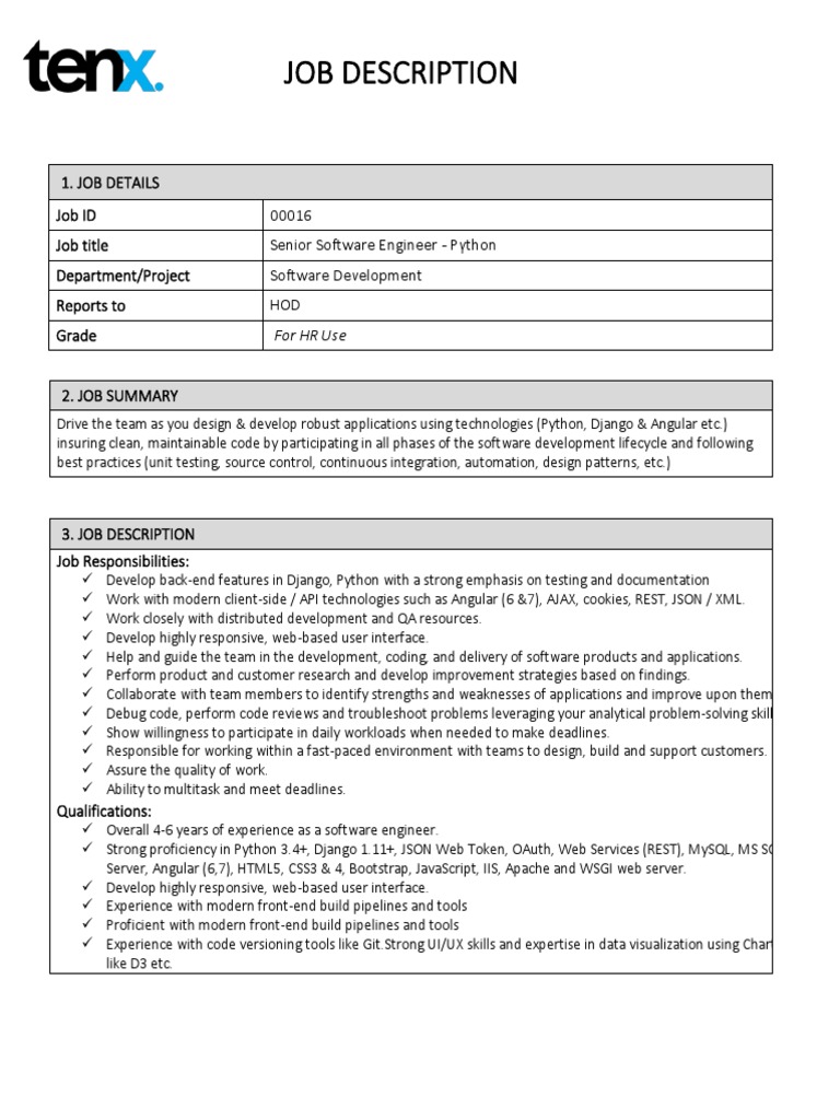 JD-Senior Software Engineer-Python | PDF