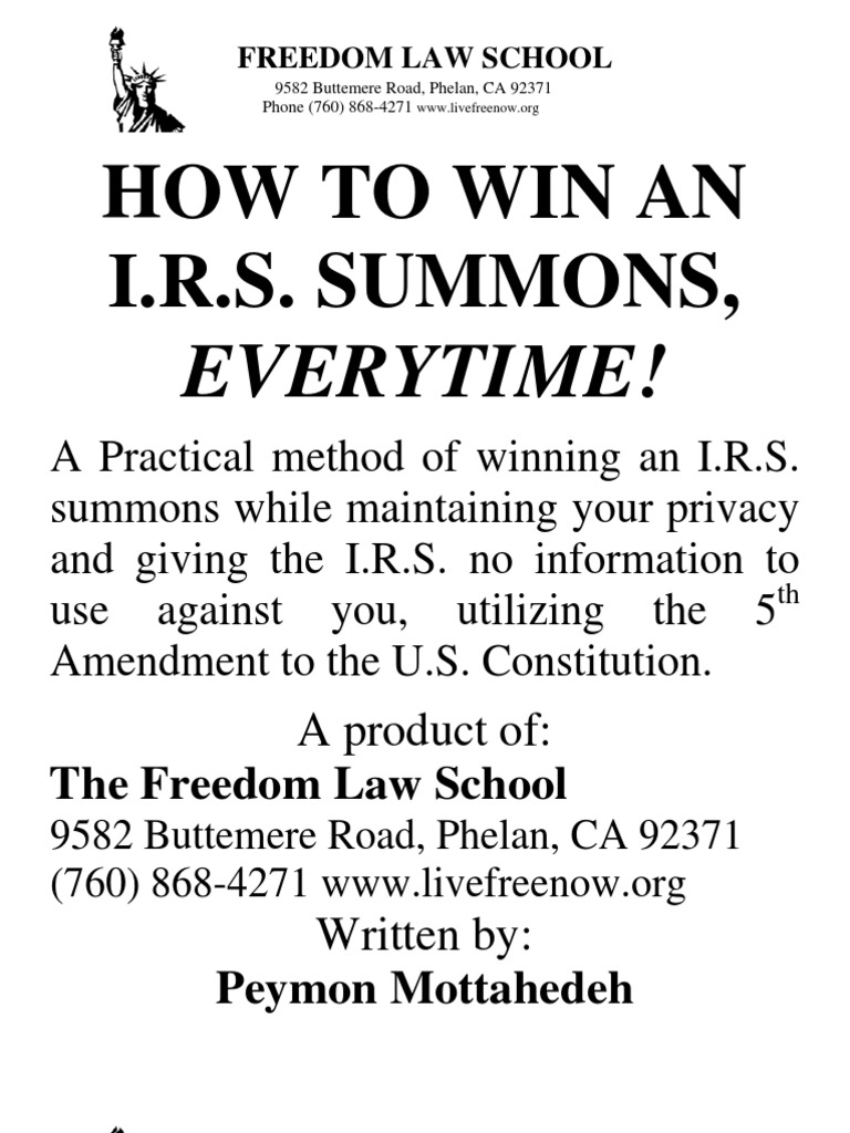 How To Win IRS Summons Everytime Court Cases | PDF | Fifth Amendment To ...