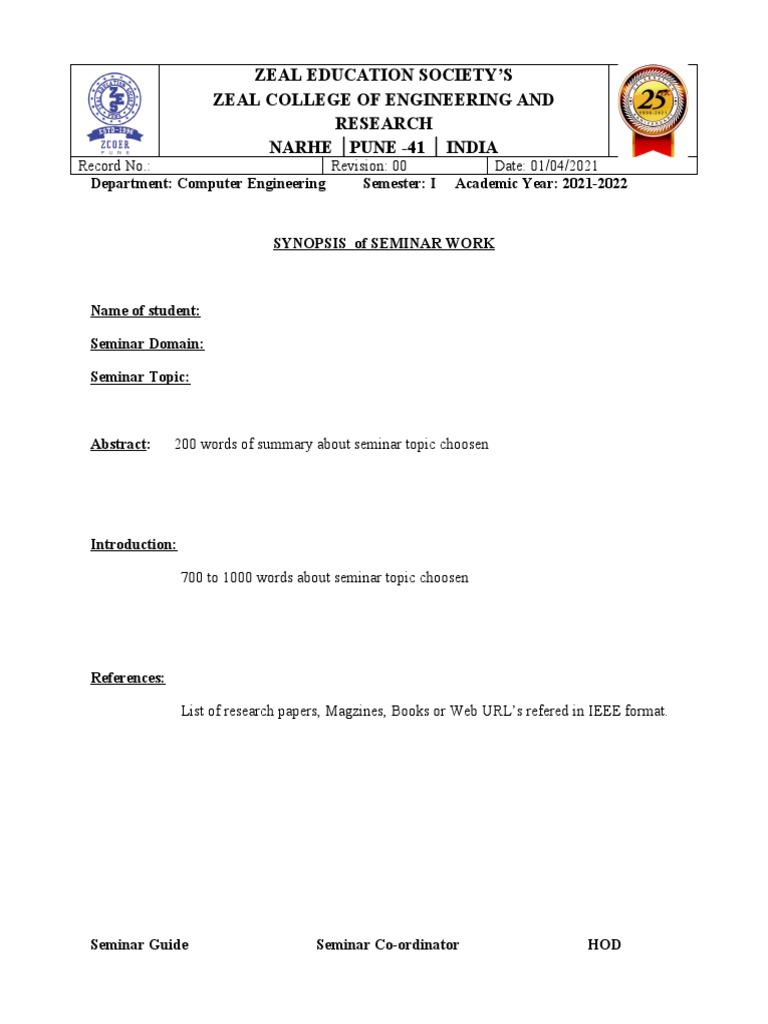 Synopsis Format | PDF