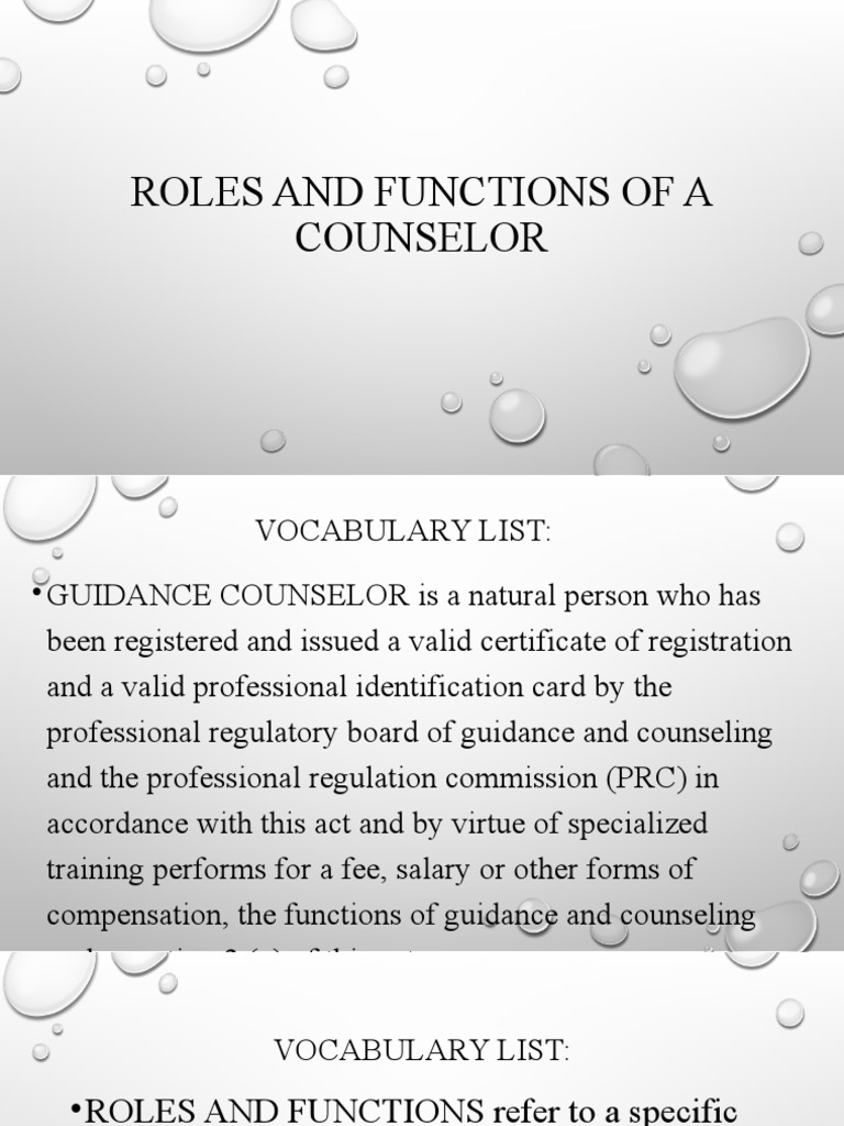 Counselor Roles and Functions Explained | PDF | Counseling Psychology ...