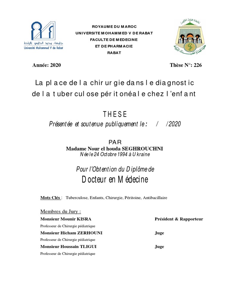 Chirurgie et tuberculose péritonéale enfant | PDF | Tuberculose ...