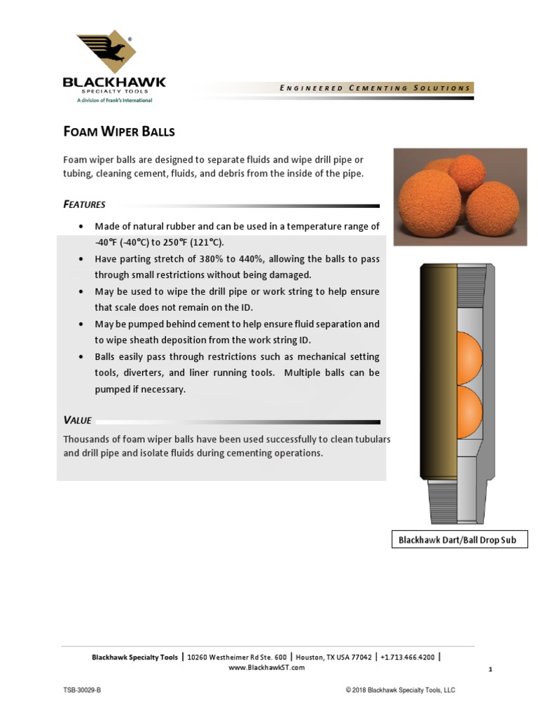 Foam Wiper Balls for Cementing Operations | PDF | Natural Rubber | Pipe ...