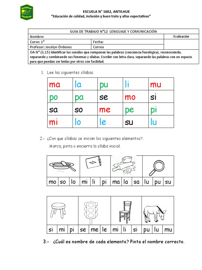 Guía Refuerzo Letra M, L, P, S | PDF | Fonética | Habla