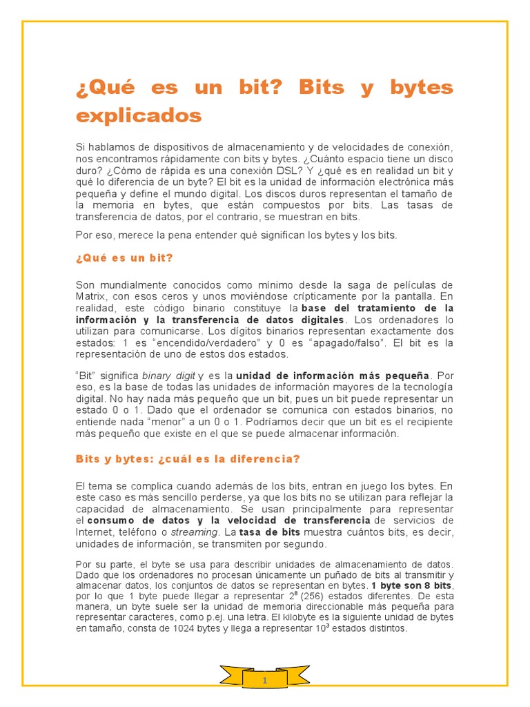 Qué Es Un Bit JORGE | PDF | Poco | Byte
