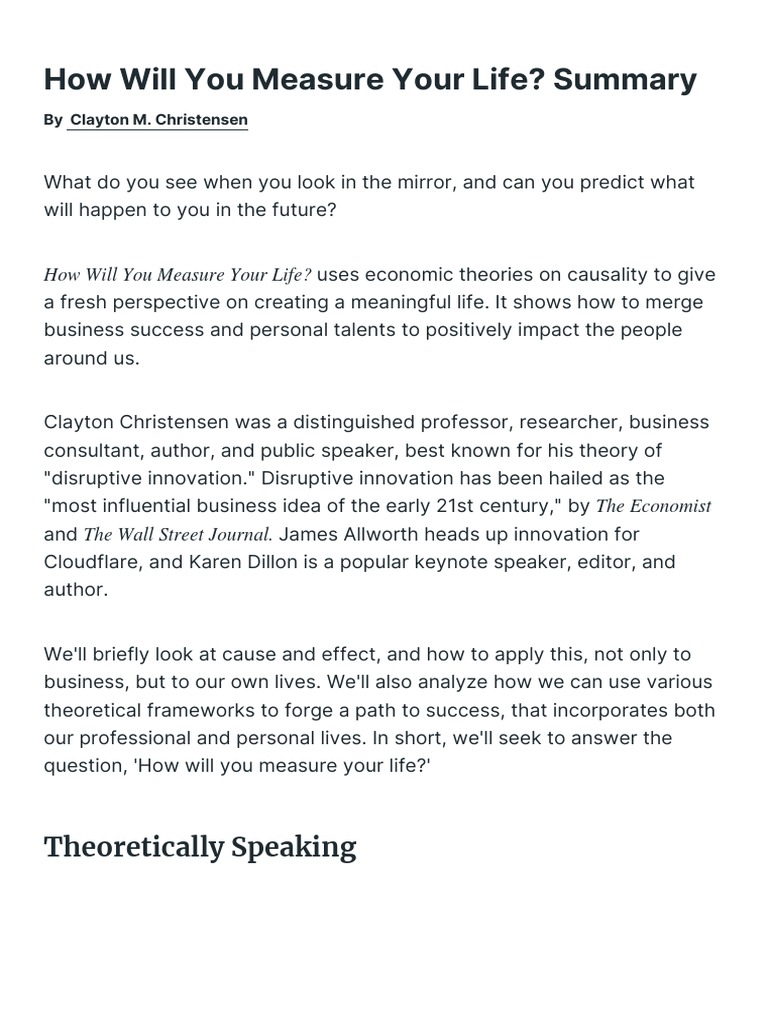 How Will You Measure Your Life | PDF | Incentive | Motivation