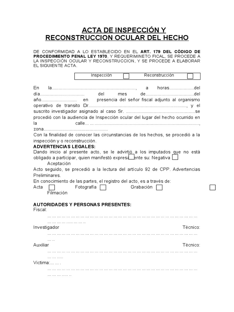 Acta de Inspección y Reconstruccion Ocular Del Hecho | PDF | Fiscal ...