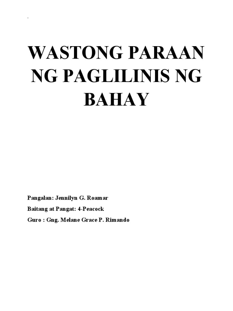 Tamang Paglilinis NG Bahay | PDF