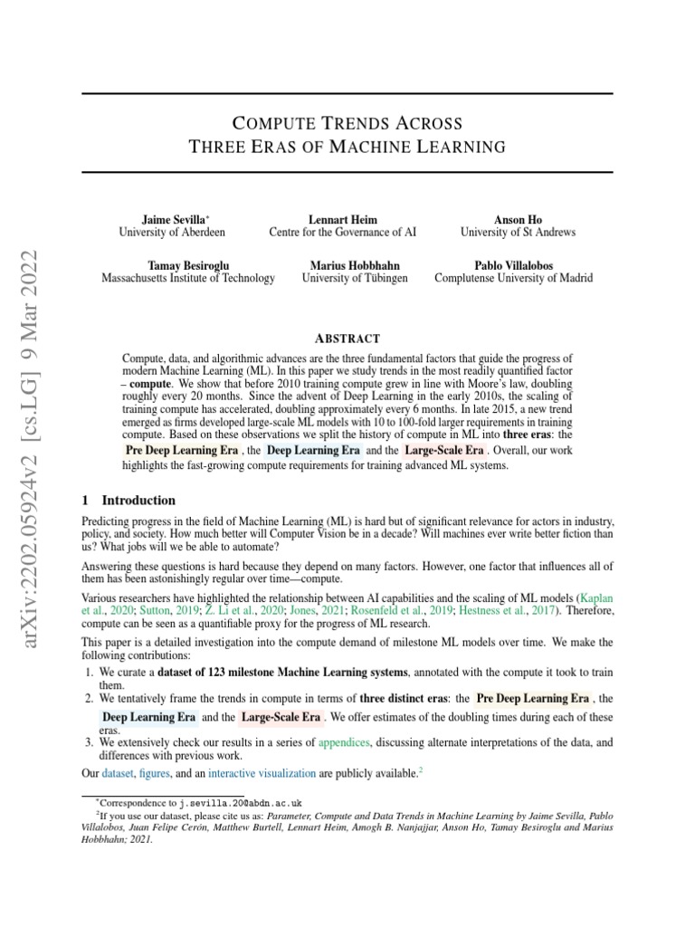 Compute Trends Across Three Eras of Machine Learning | PDF | Deep ...
