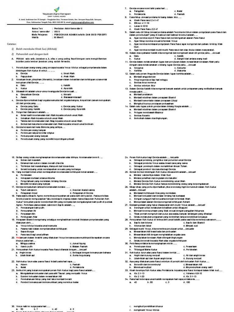 Soal UAS Kls 8 Sem 2 2023 | PDF
