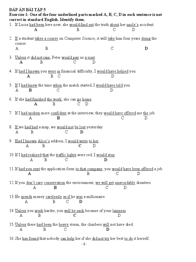 Bai Tap 5 Dap An | PDF